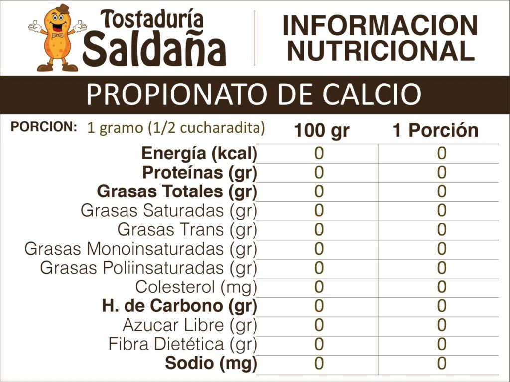 Propionato de Calcio - Tostaduria Saldaña