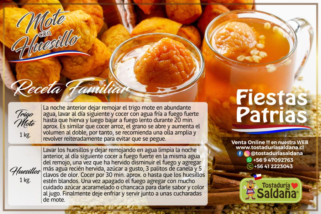 Receta Mote con Huesillos - Tostaduria Saldaña